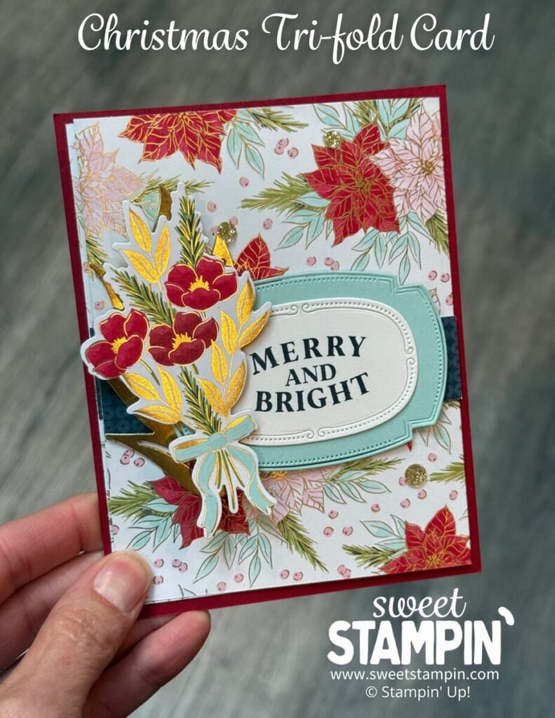 Fancy Christmas Tri-Fold Card | Sweet Stampin' | Elaine Schader ...